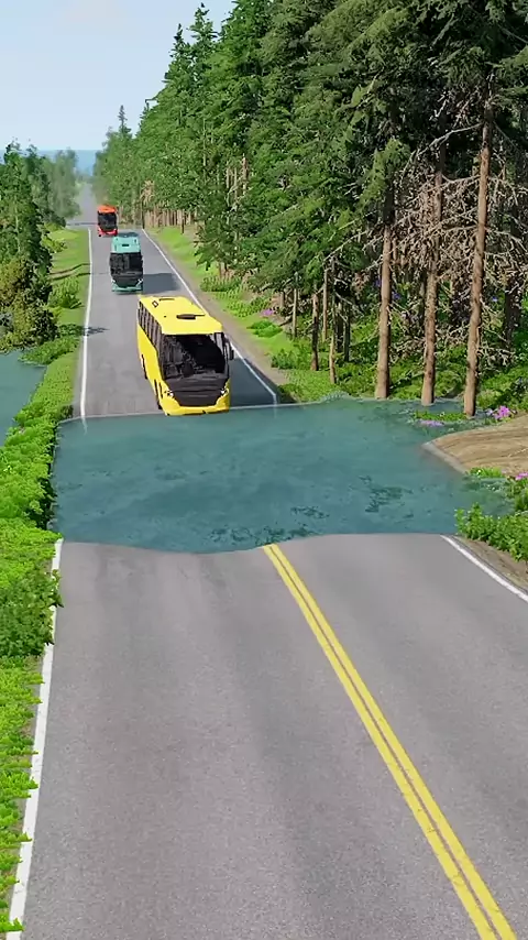 teen cute:mixer buses vs massive water pit